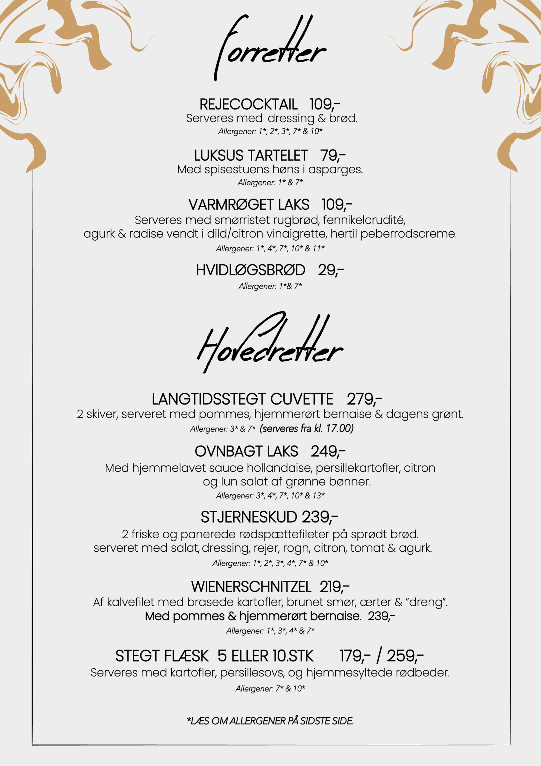Menukort | Spisestuen