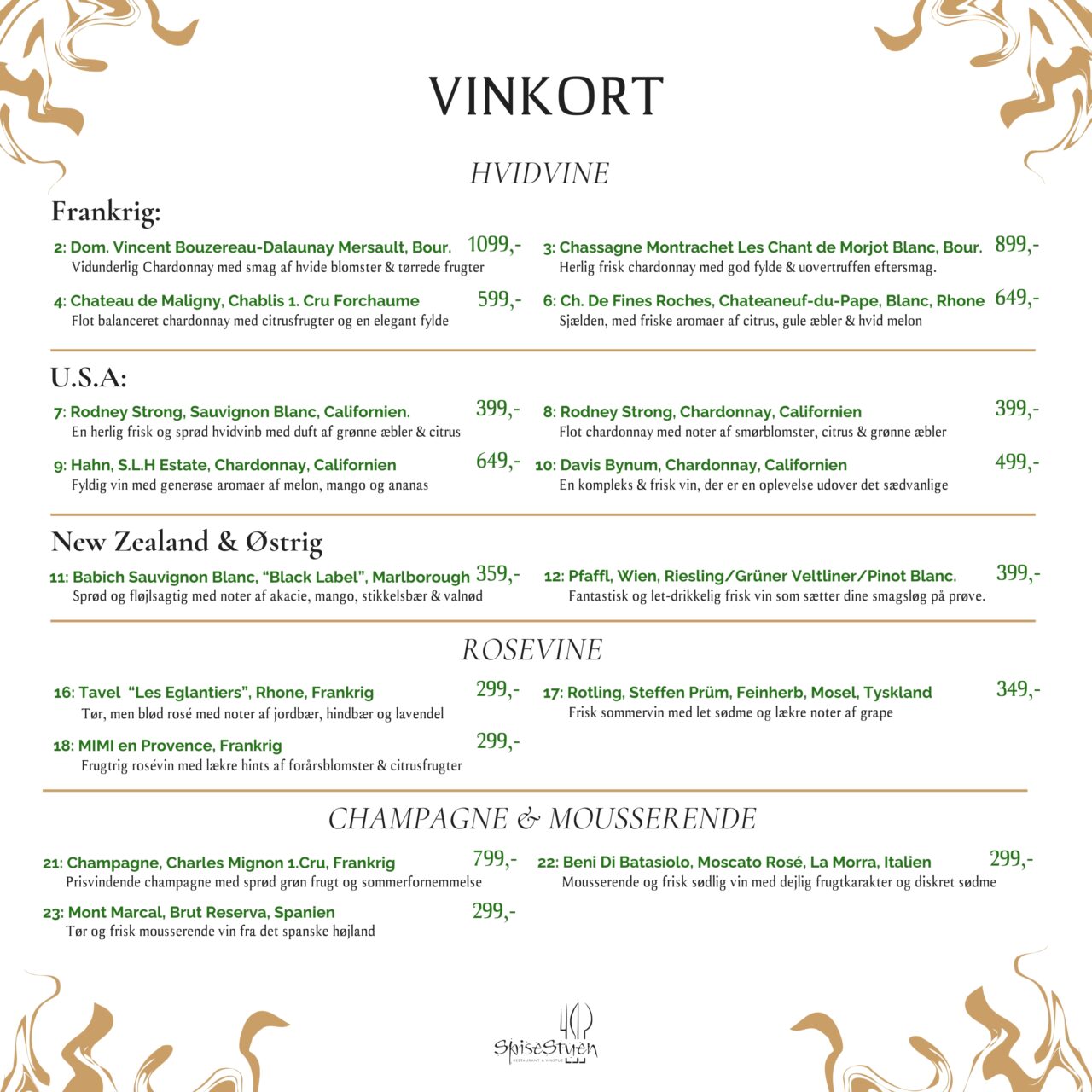 Menukort | Spisestuen